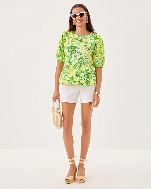Lilly Pulitzer Hisli Short Sleeve Top - Limoncello Sunbelievable